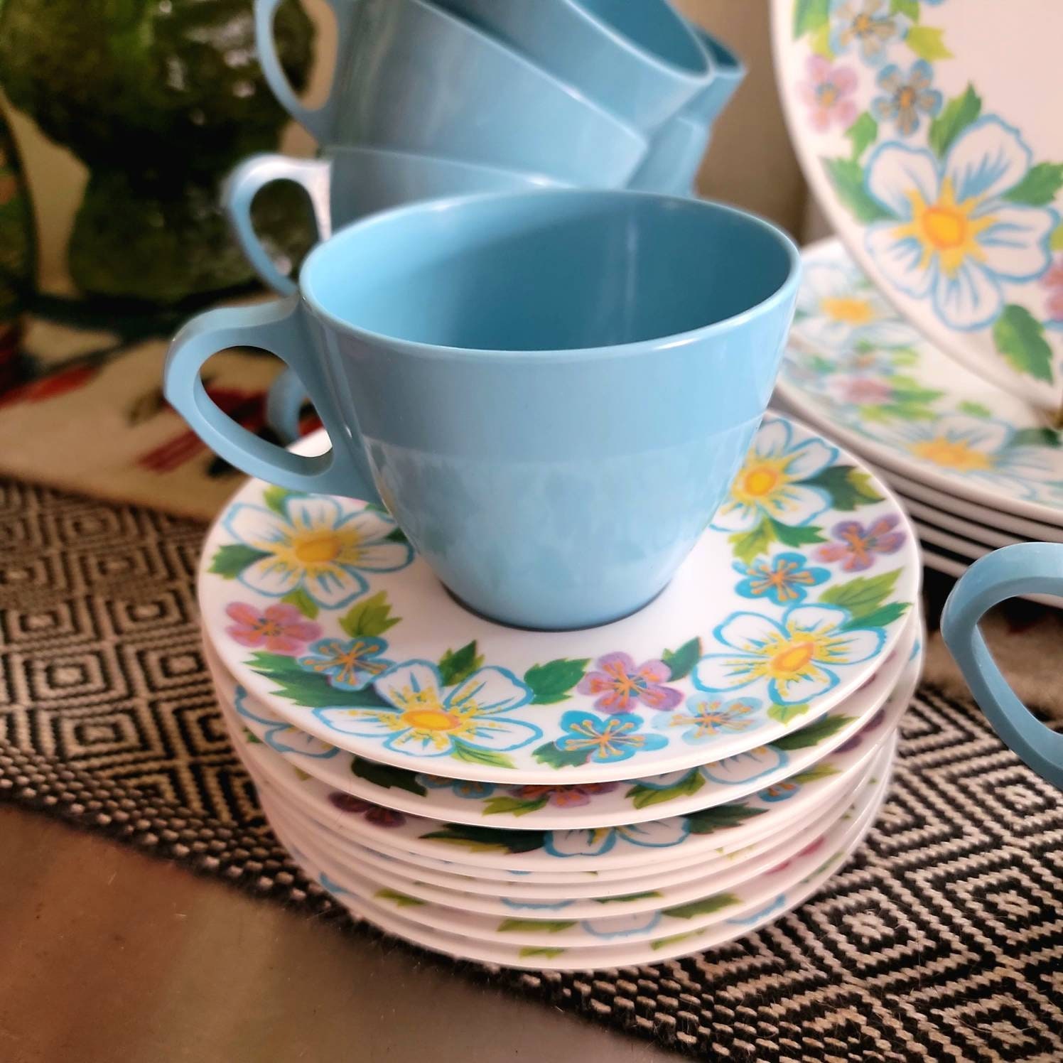 Floral Melamine Dinnerware Melamine Dishes Vintage Melamine - Etsy