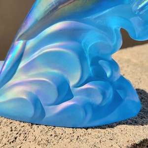 Rare Fenton 95th Anniversary Aqua Carnival Glass Dolphin Cresting Wave ...