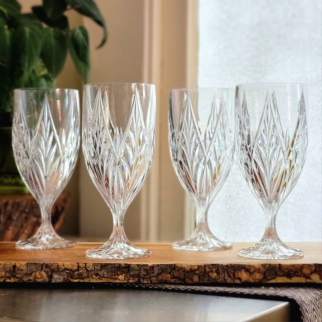 Set of 4 Mikasa Crystal Park Ridge Ice Tea Goblets, Mikasa Stemware ...