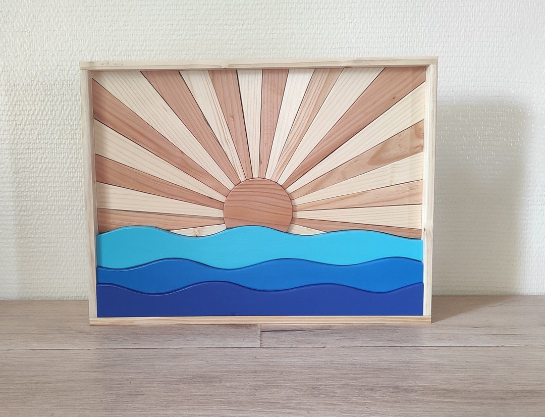 Wooden Sun on the Ocean Painting - Etsy
