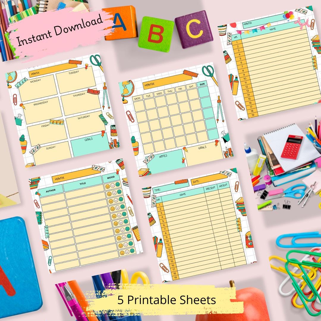 Teacher's Monthly Planner, Instant Download, Paper Teacher Planner ...