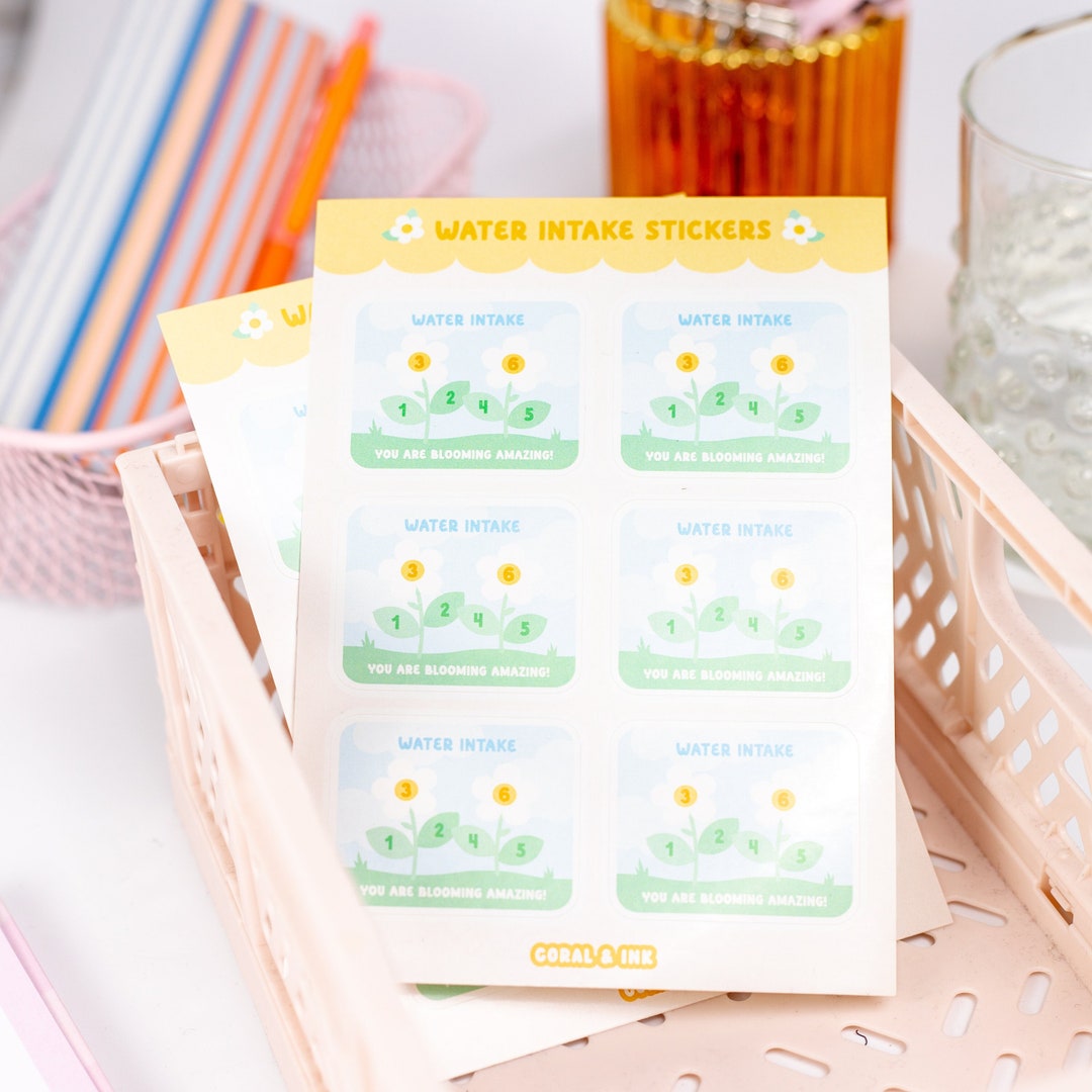 Water Tracker Planner Stickers, Water Intake Habit Tracker Sticker ...