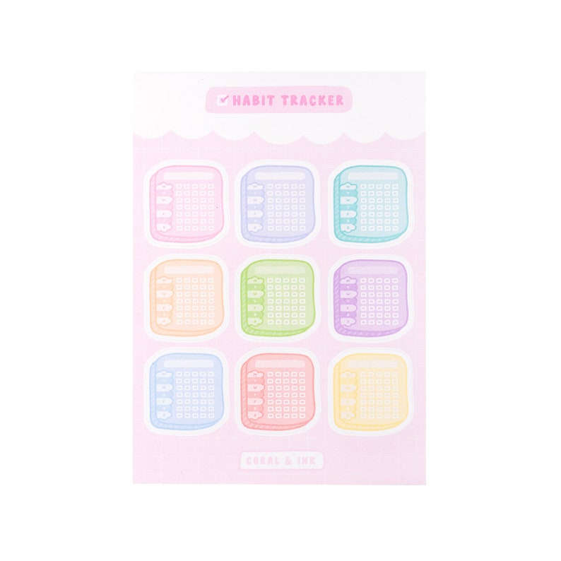 Habit Tracker Sticker Sheet | Journal Stickers Cute | Planner Stickers ...