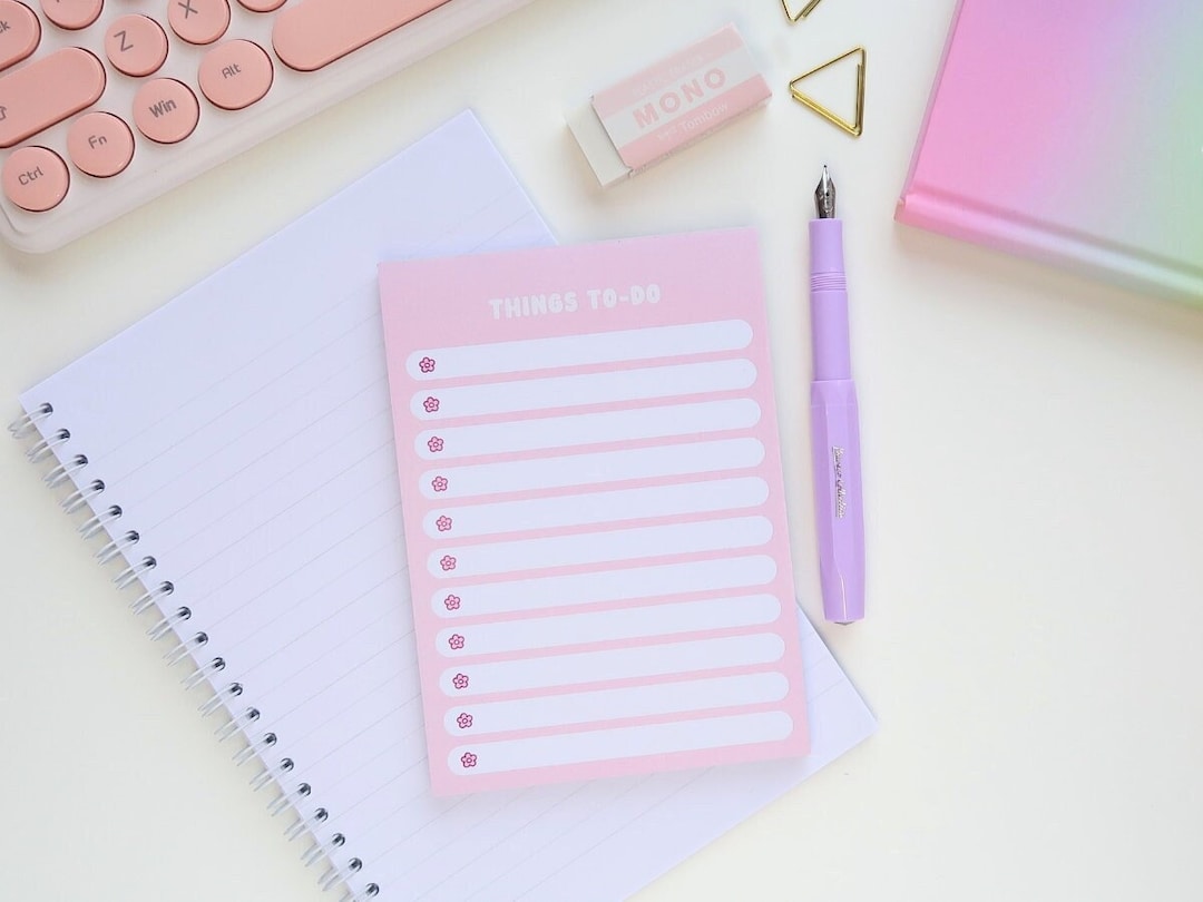 Pink Cute to Do A6 Notepad, Pastel Stationary, Kawaii Stationery Gift ...