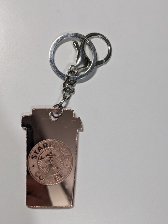 Mirrored Rose Gold Starbucks Keychain - Etsy