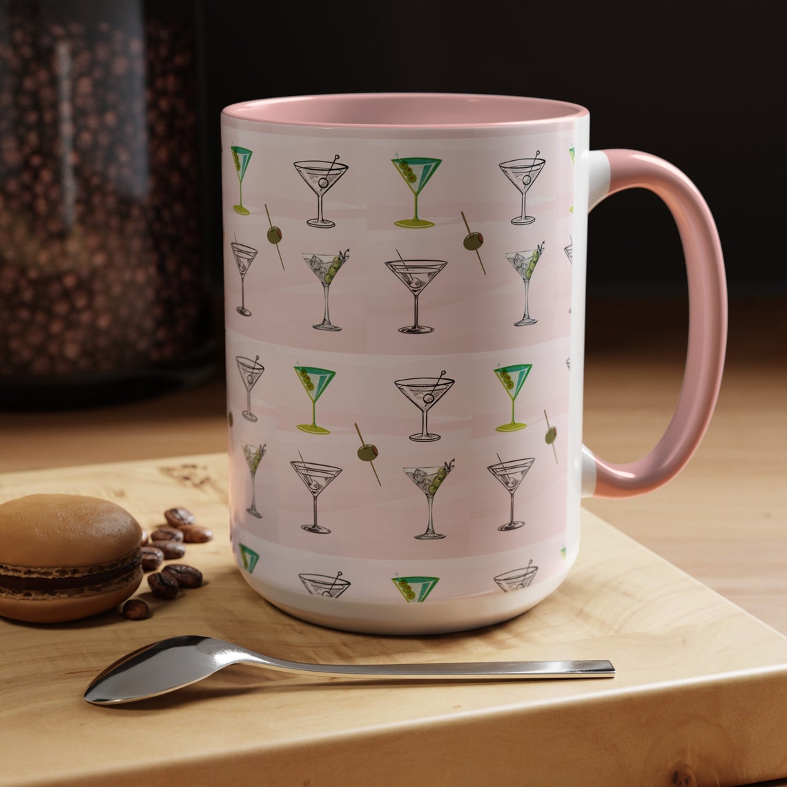 Martini Glass Pattern Accent Coffee Mug 11, 15oz - Etsy