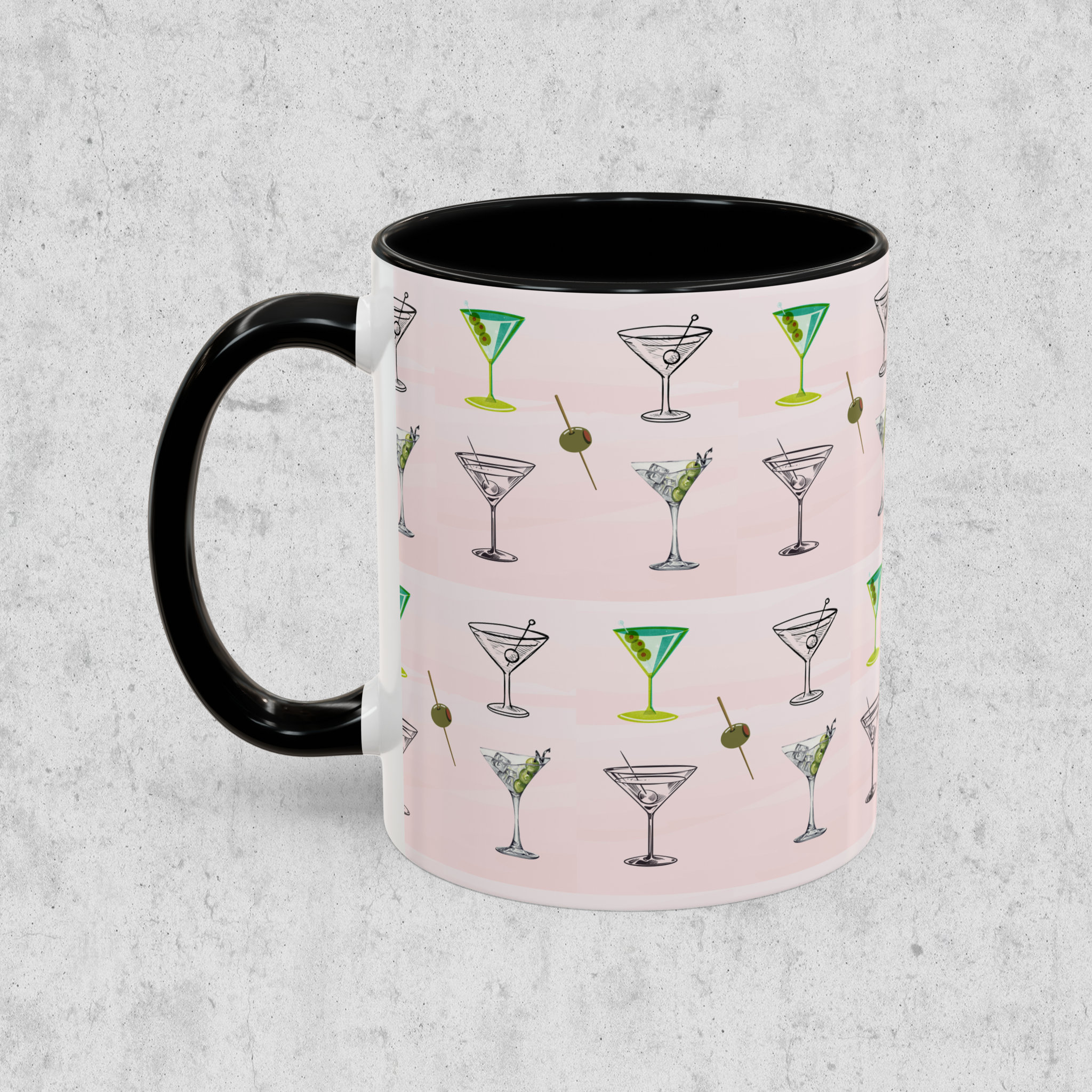 Martini Glass Pattern Accent Coffee Mug 11, 15oz - Etsy