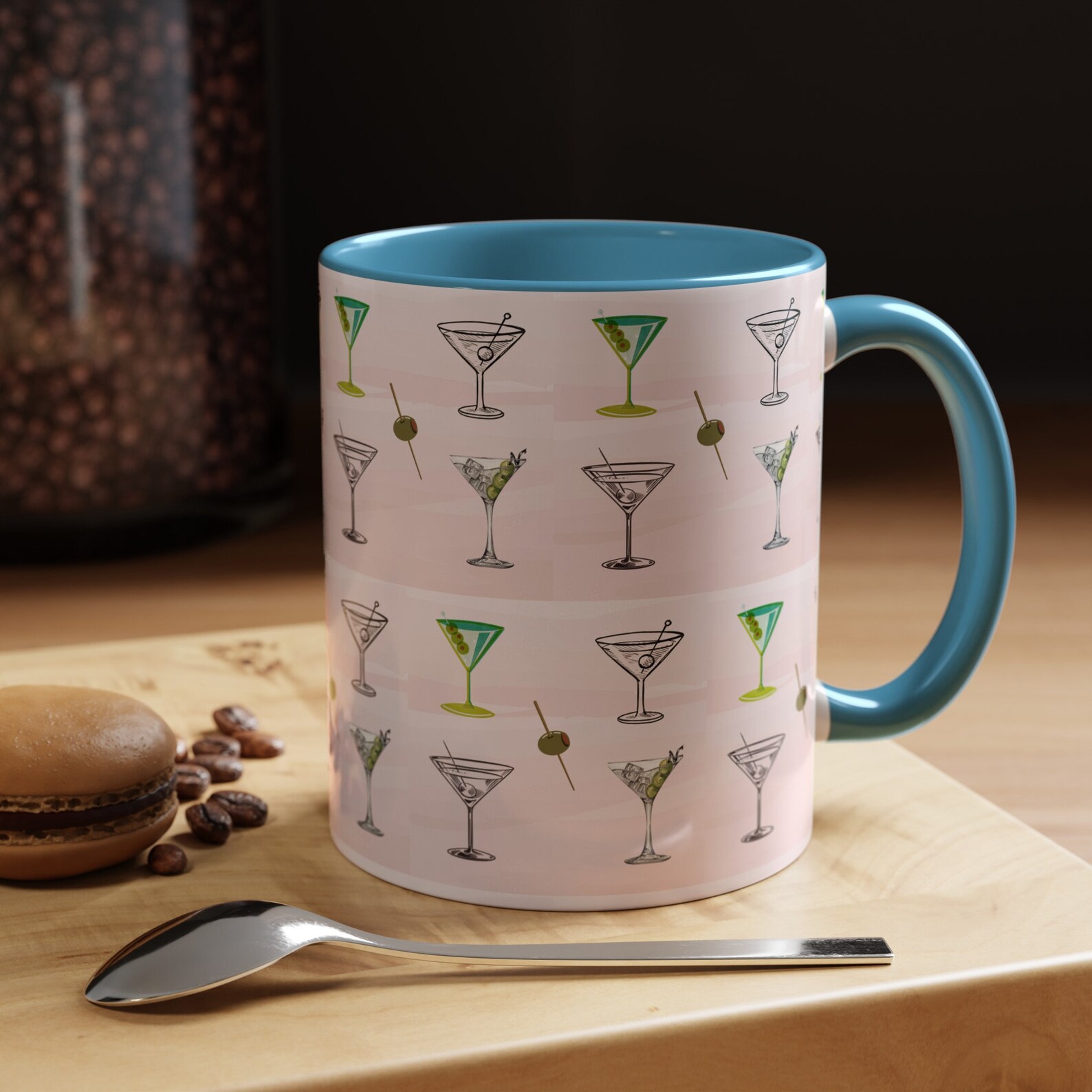 Martini Glass Pattern Accent Coffee Mug 11, 15oz - Etsy