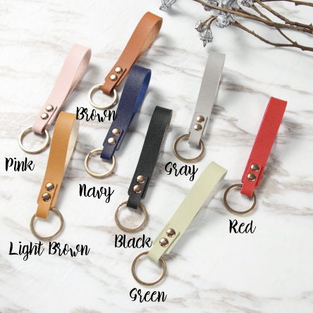 Custom Vegan Leather Keychain Personalized Monogram Coordinates Words ...