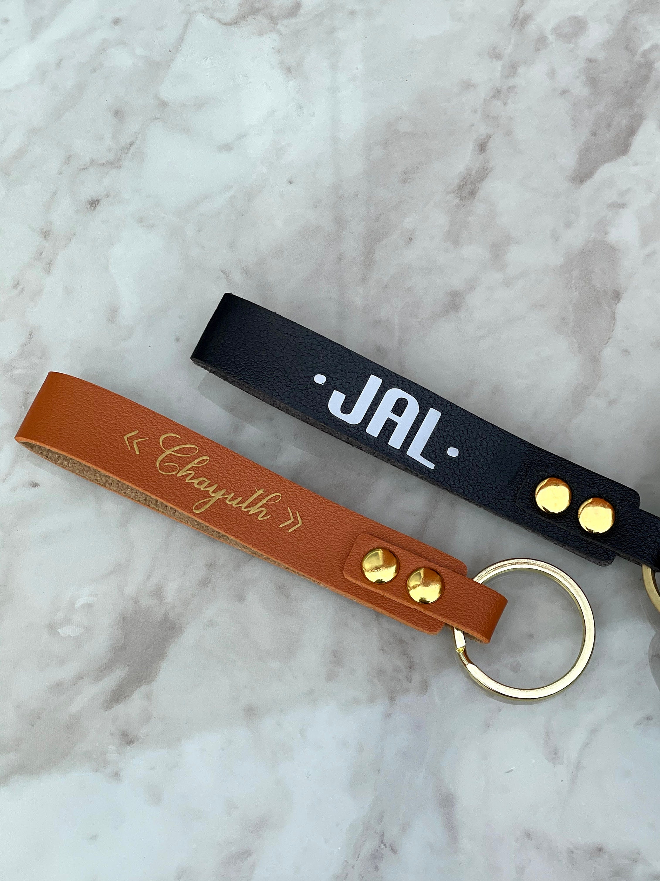 Custom Vegan Leather Keychain Personalized Monogram Coordinates Words ...