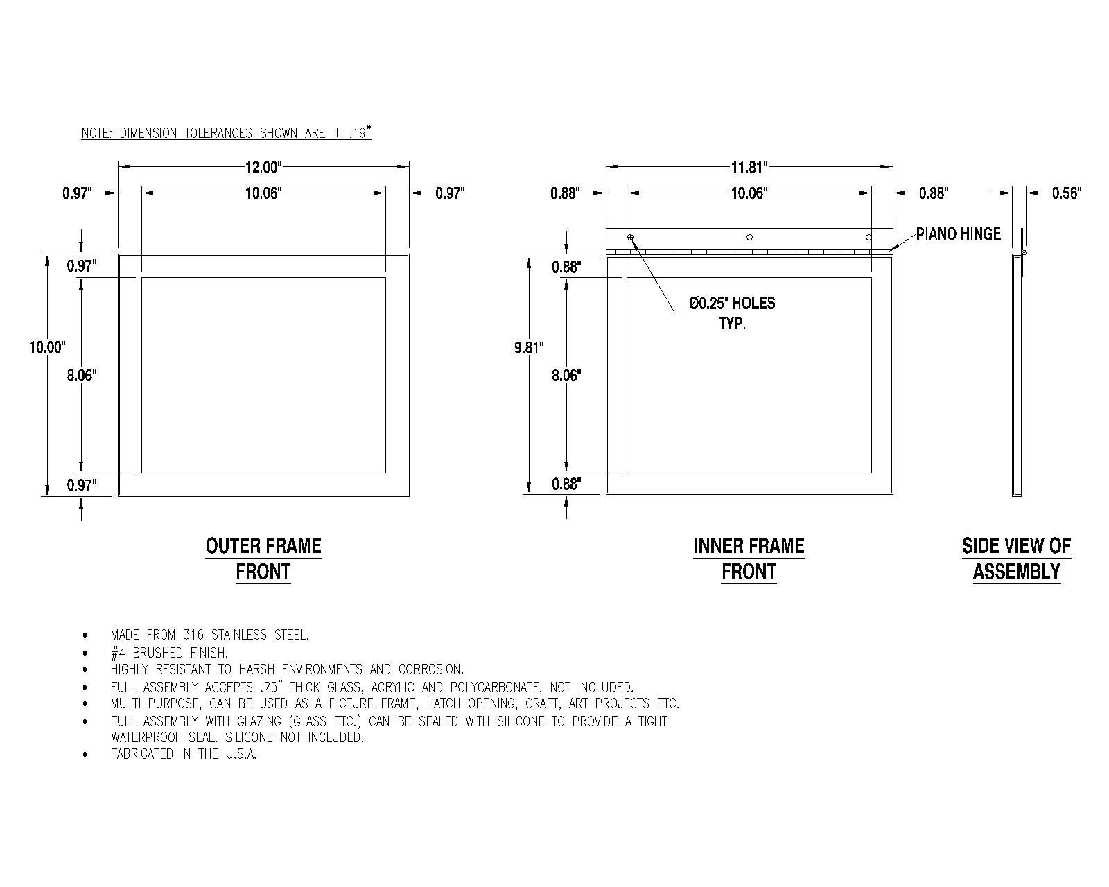 Stainless Steel 316 Frame With Piano Hinge. - Etsy