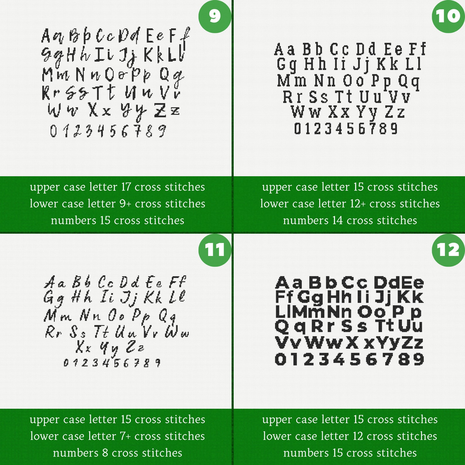 Large Cross Stitch Alphabet Pattern Set of 30 Fonts Cross Stitch Upper ...