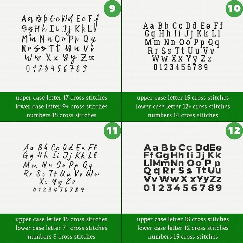Large Cross Stitch Alphabet Pattern Set of 30 Fonts Cross Stitch Upper ...