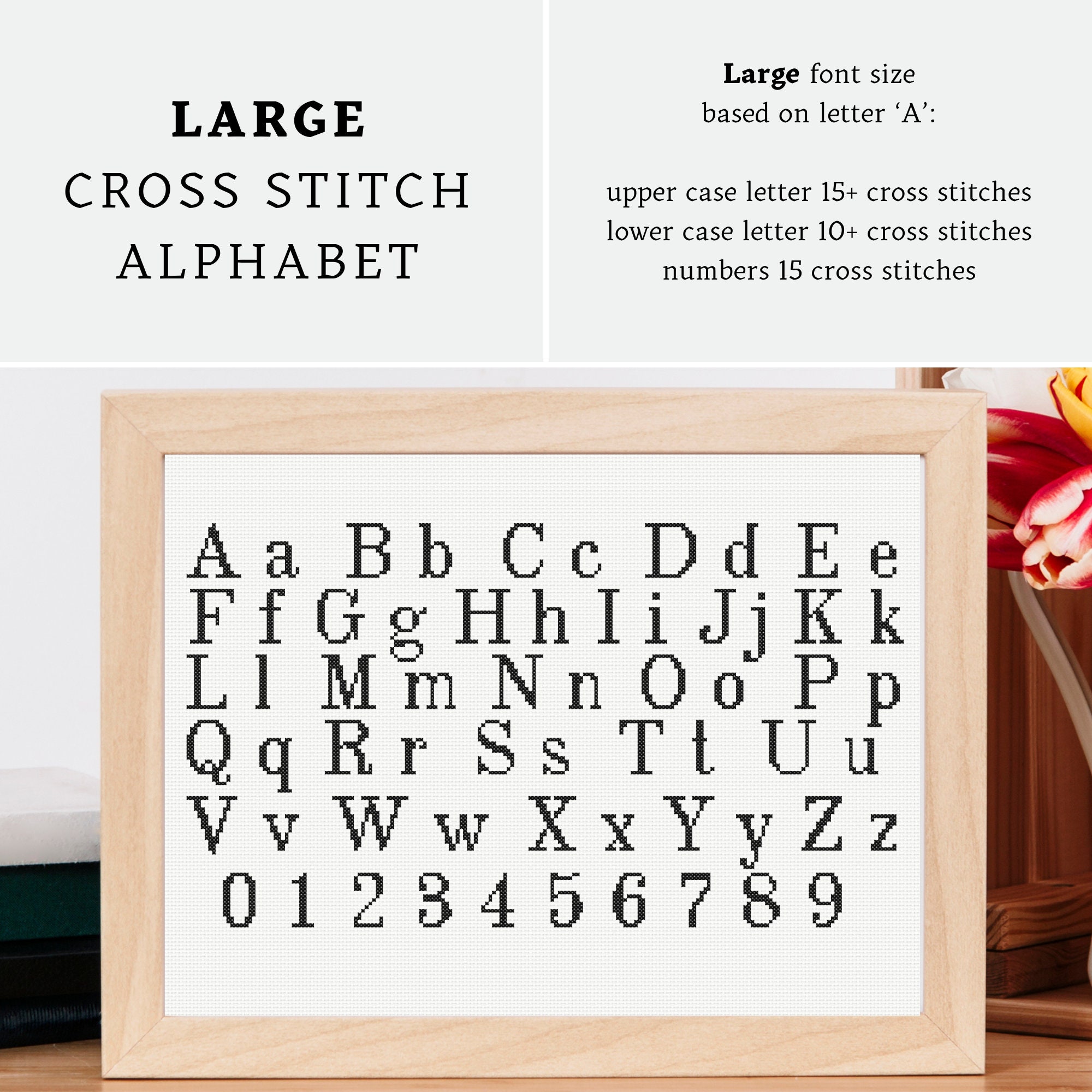 Classic Cross Stitch Letters, Cross Stitch Numbers in THREE SIZES - Etsy