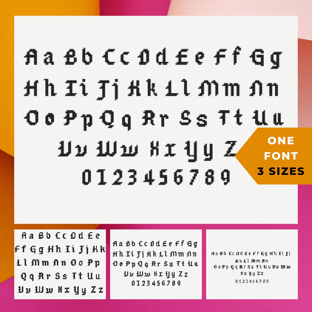 Old English Cross Stitch Alphabet Pattern Gothic Cross Stitch Font ...
