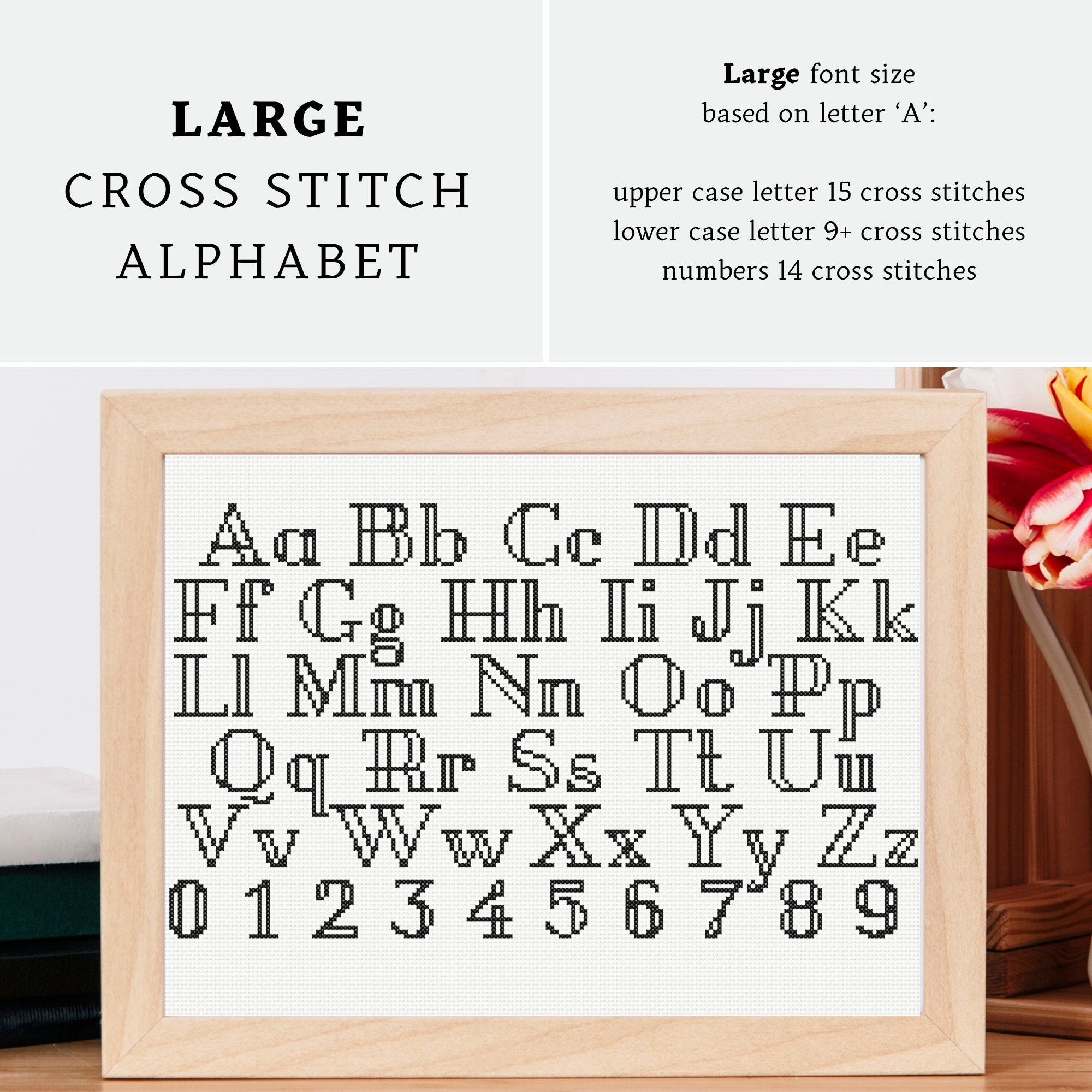 Full Cross Stitch Alphabet in 3 Sizes Letters and Numbers - Etsy