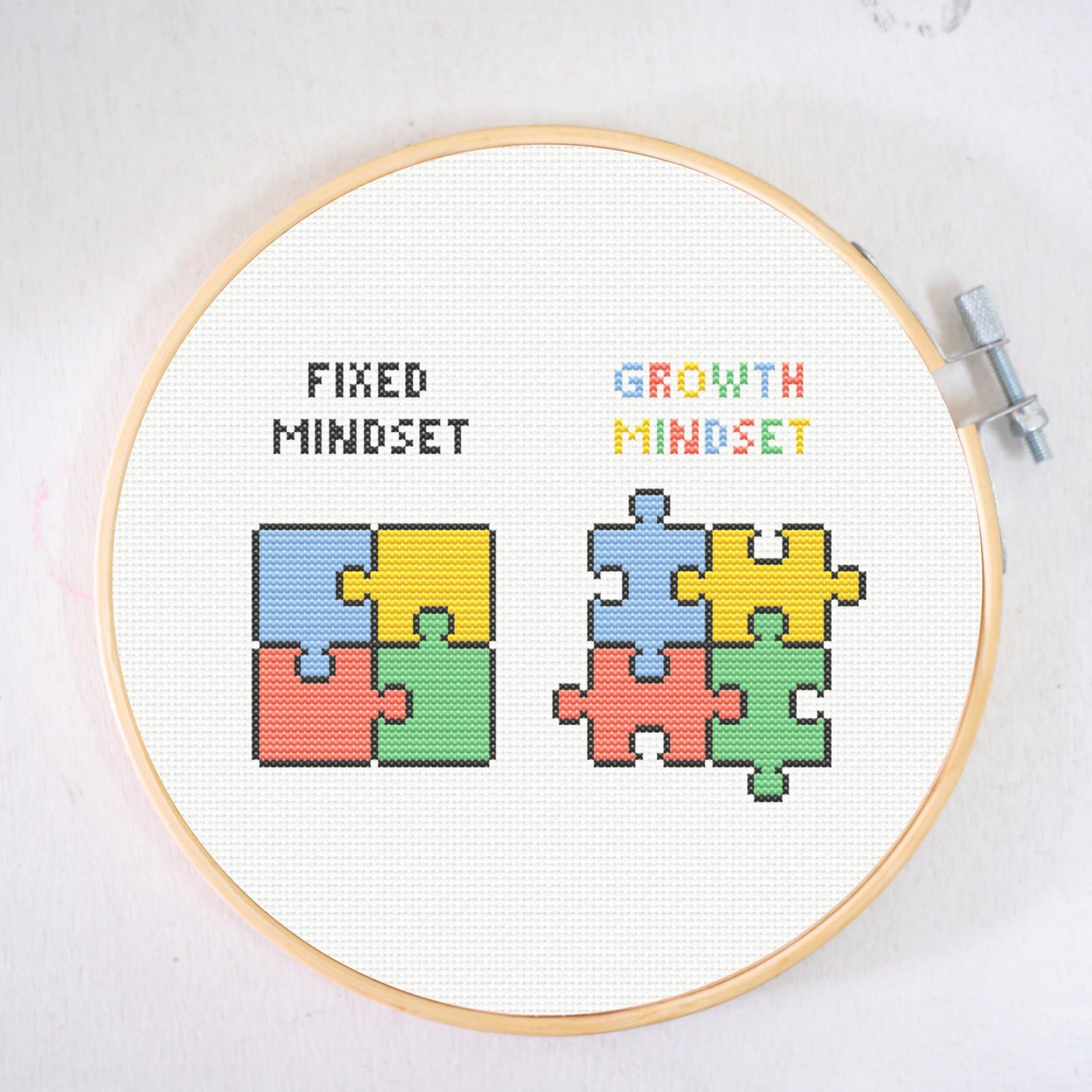 Fixed Vs Growth Mindset Cross Stitch Pattern | Minimalist Puzzle ...