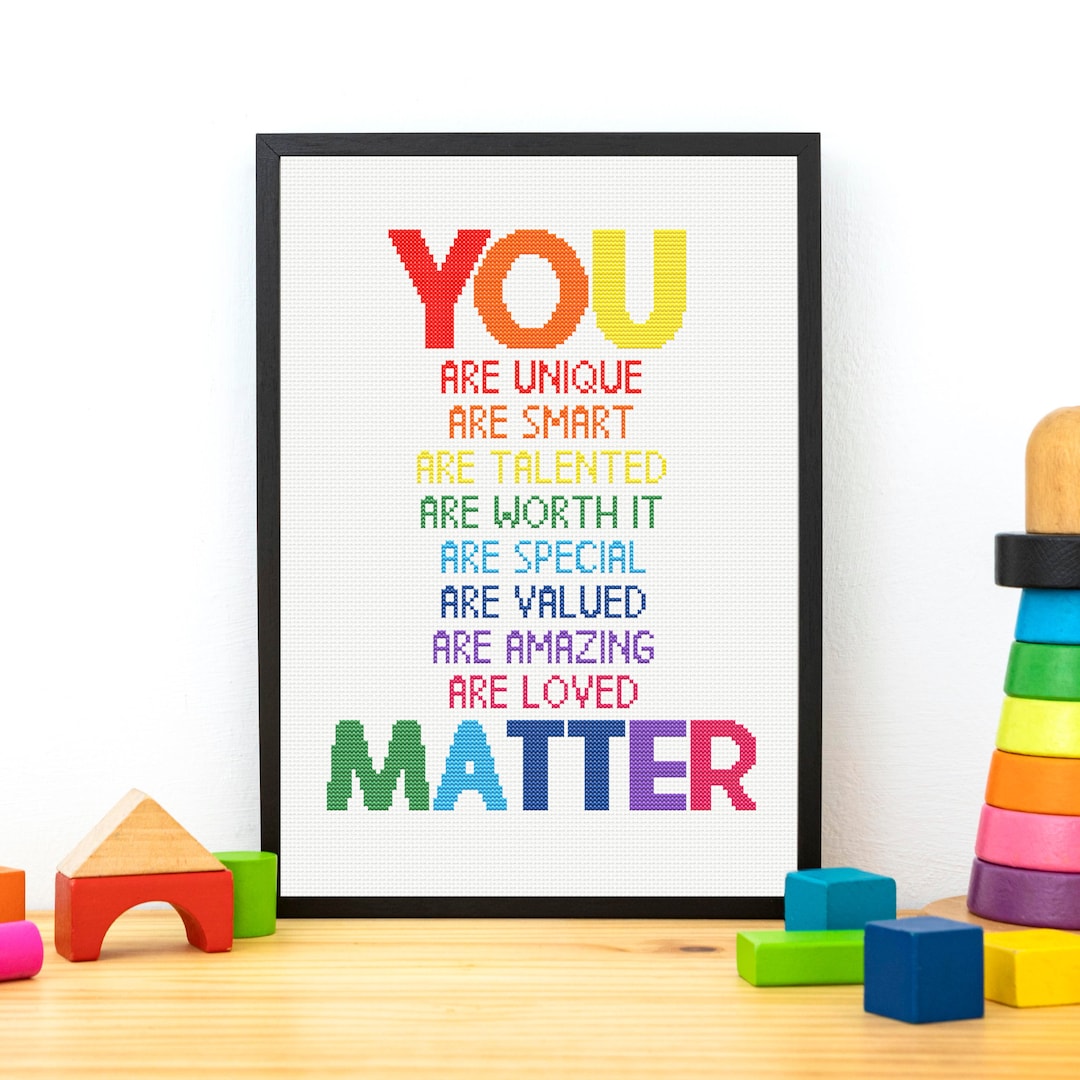 Motivational Cross Stitch Pattern Inspirational Embroidery | You Matter ...