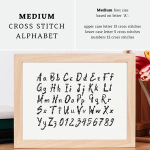 Handwritten Cross Stitch Alphabet Pattern | Set of Three Sizes ...