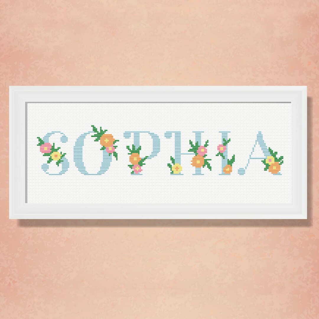 Custom Floral Name Cross Stitch Pattern PDF | Personalized Flower ...