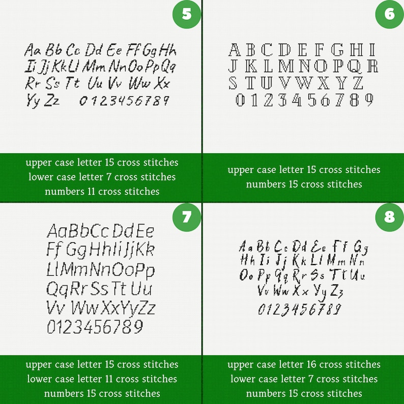 Large Cross Stitch Alphabet Pattern Set of 30 Fonts Cross Stitch Upper ...
