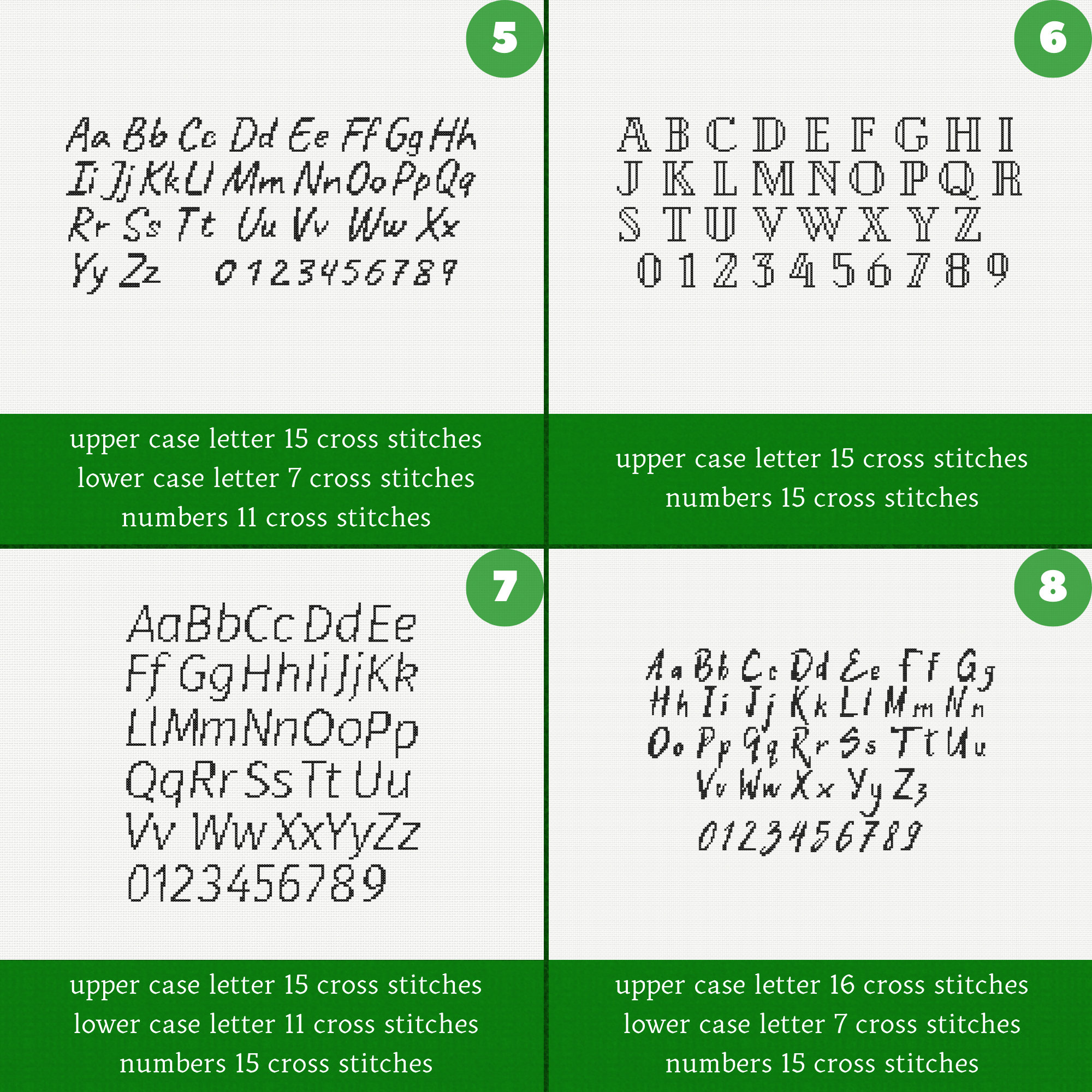 Large Cross Stitch Alphabet Pattern Set of 30 Fonts Cross Stitch Upper ...