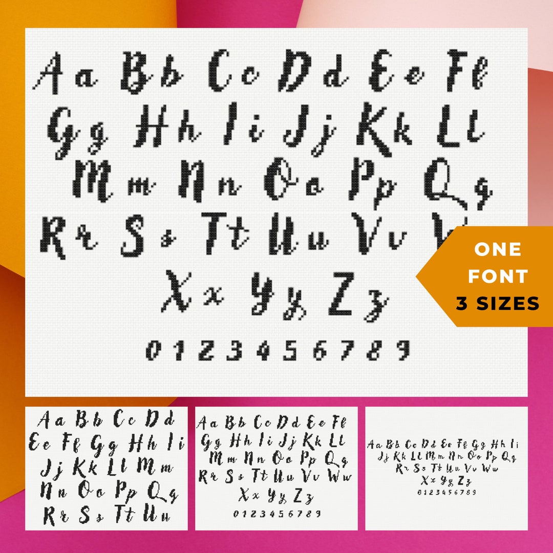 Alphabet Cross Stitch Pattern Calligraphy Cursive Curly Cross Stitch ...