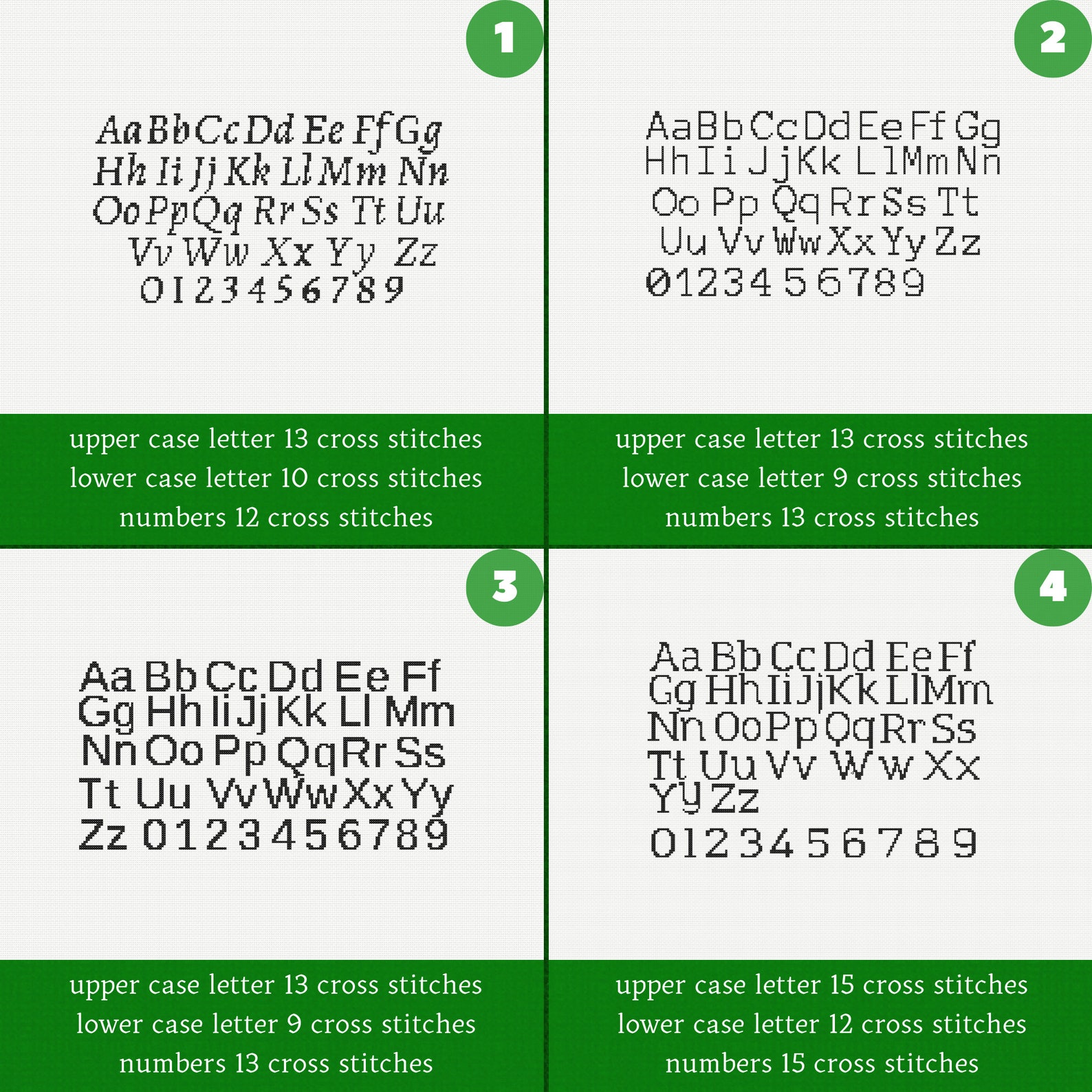 Large Cross Stitch Alphabet Pattern Set of 30 Fonts Cross Stitch Upper ...