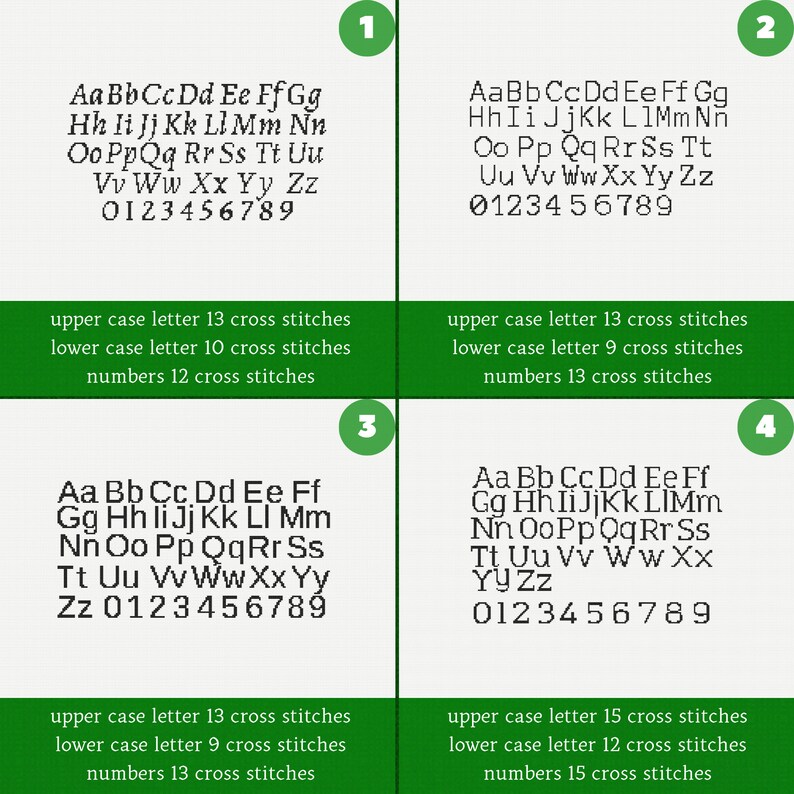 Large Cross Stitch Alphabet Pattern Set of 30 Fonts Cross Stitch Upper ...