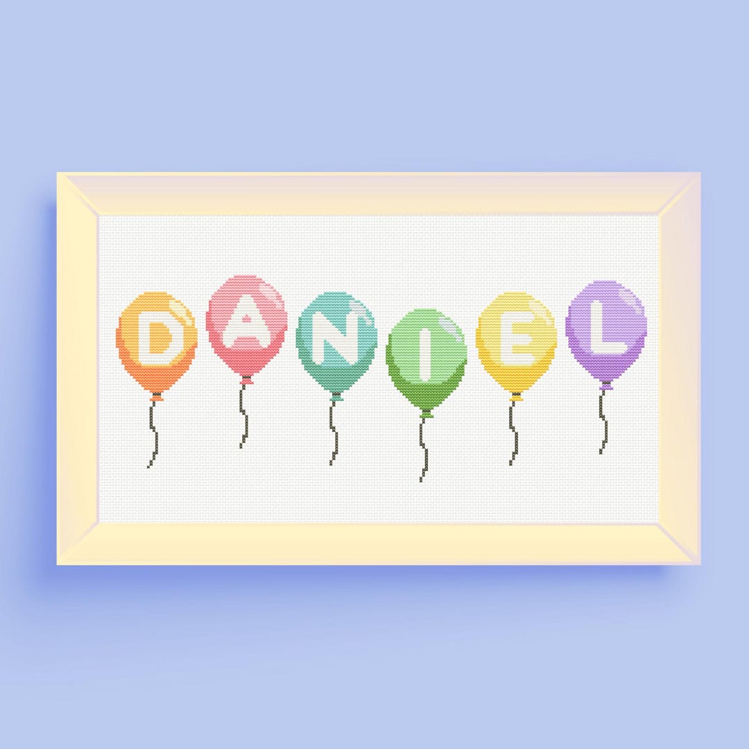 Birthday Cross Stitch Pattern With Custom Name on Air Balloons ...
