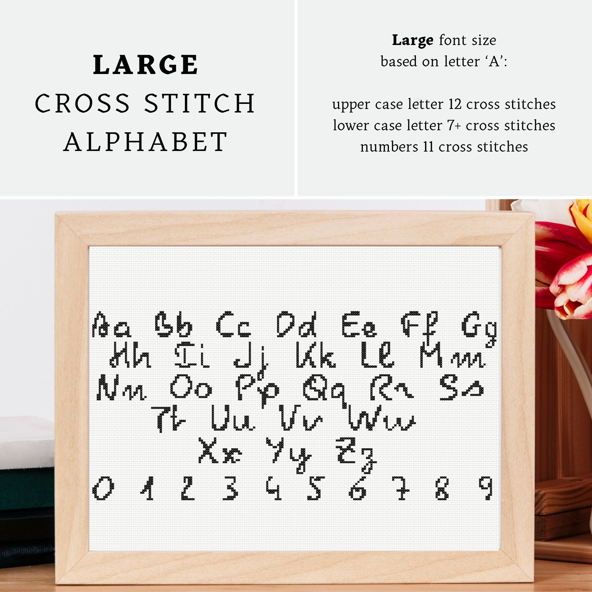 Small Cross Stitch Alphabet Font Pattern, Large Cross Stitch Letters ...