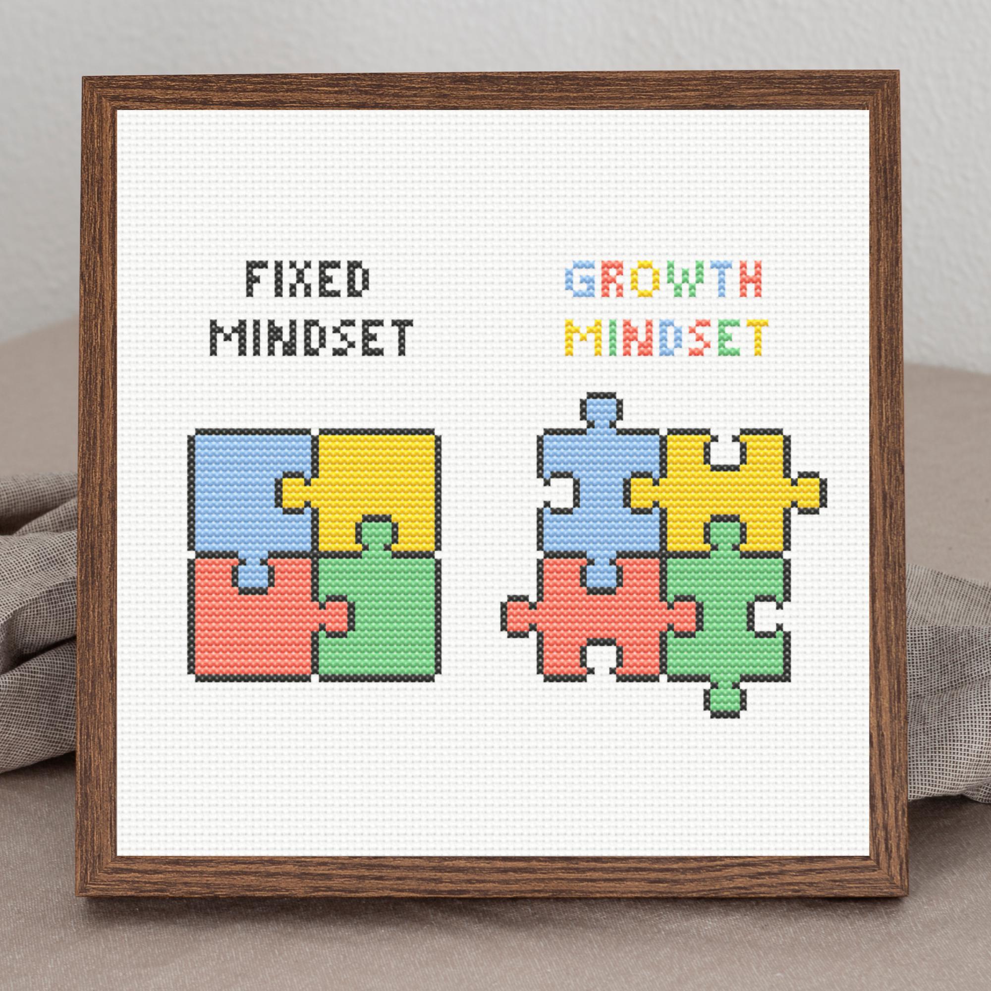 Fixed Vs Growth Mindset Cross Stitch Pattern | Minimalist Puzzle ...