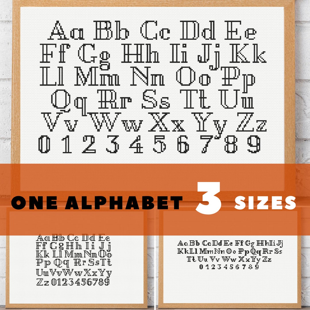 Full Cross Stitch Alphabet in 3 Sizes Letters and Numbers - Etsy