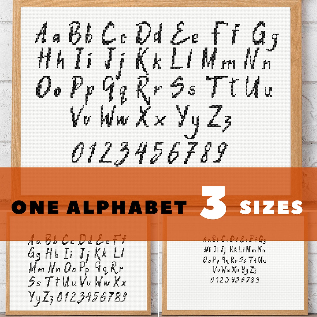 Handwritten Cross Stitch Alphabet Pattern | Set of Three Sizes ...