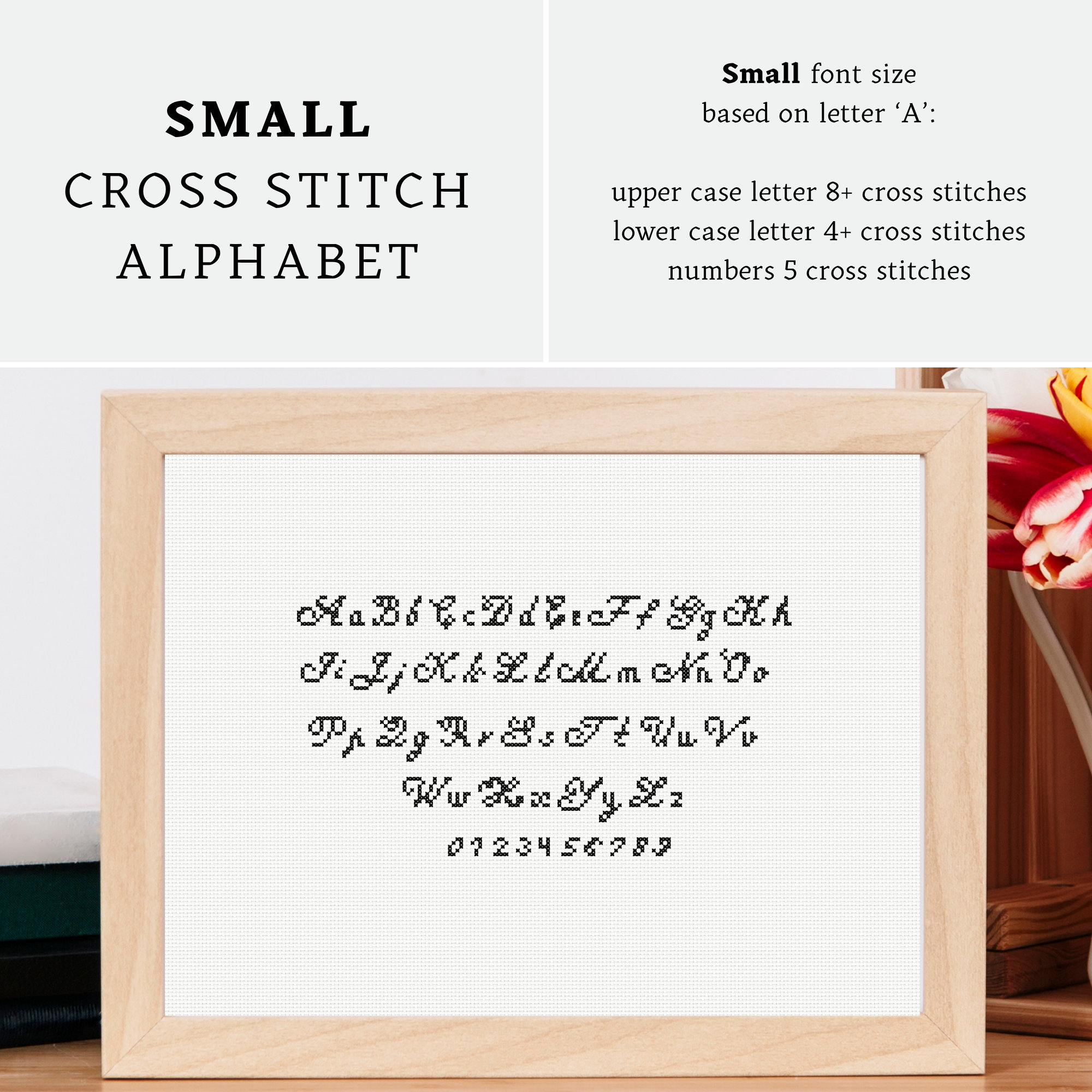 Curly Cross Stitch Alphabet With Numbers, Cursive Cross Stitch Letters ...