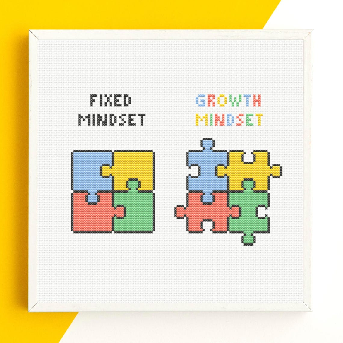 Fixed Vs Growth Mindset Cross Stitch Pattern | Minimalist Puzzle ...