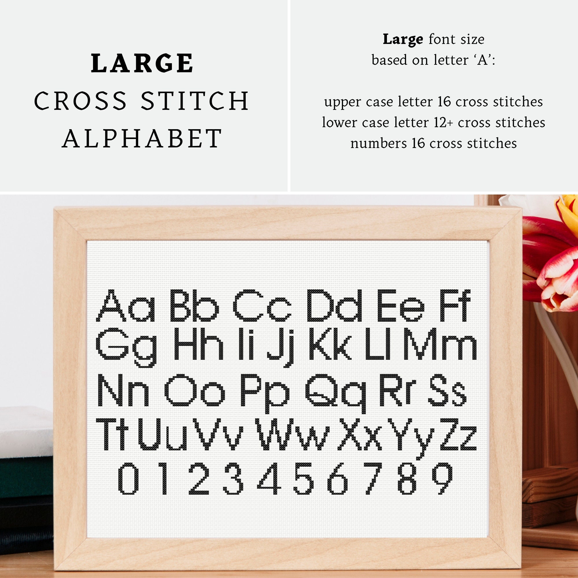 Cross Stitch Font Small, Medium, Large Alphabet Cross Stitch Pattern - Etsy