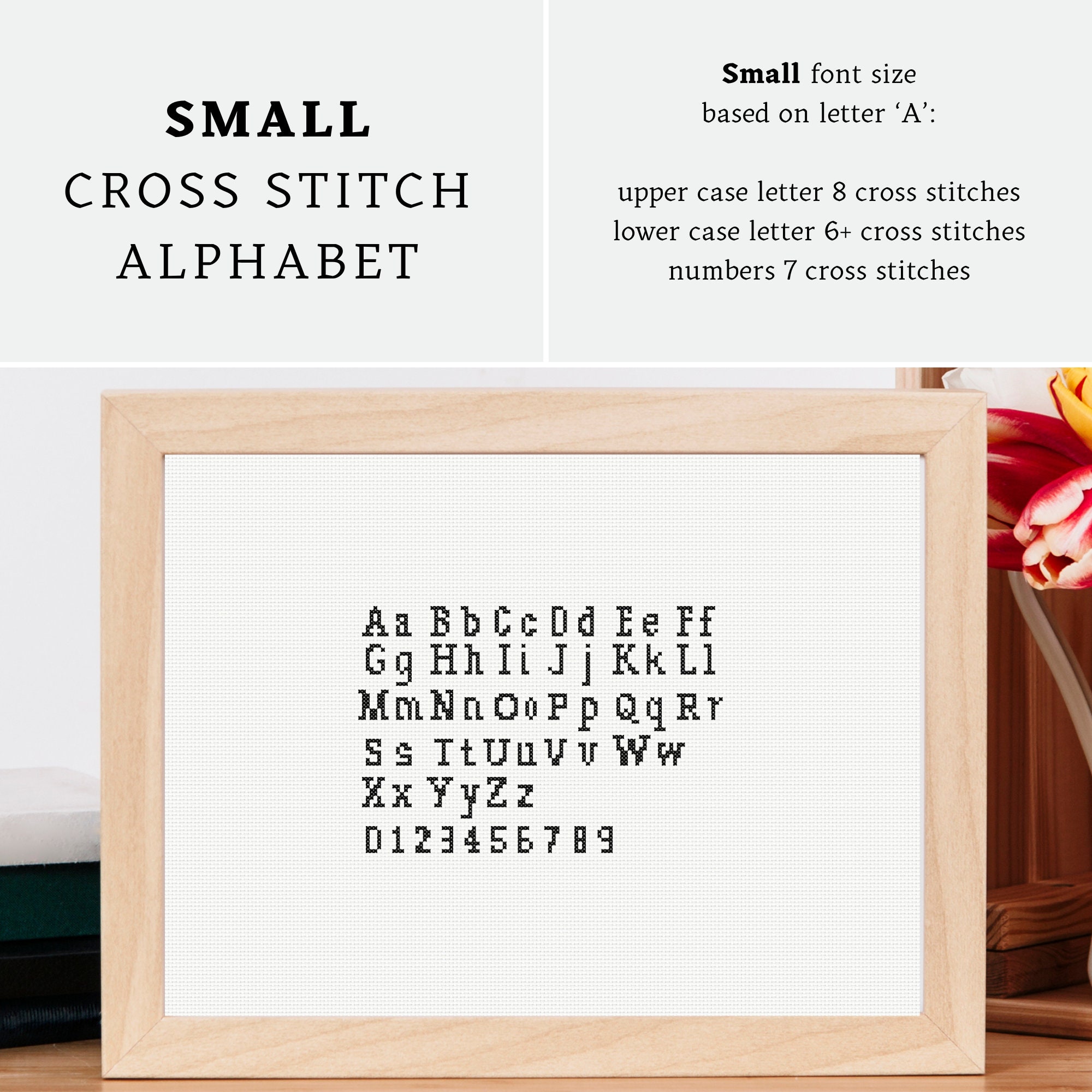 Printed Type Cross Stitch Alphabet Pattern: Letters and Numbers LARGE ...