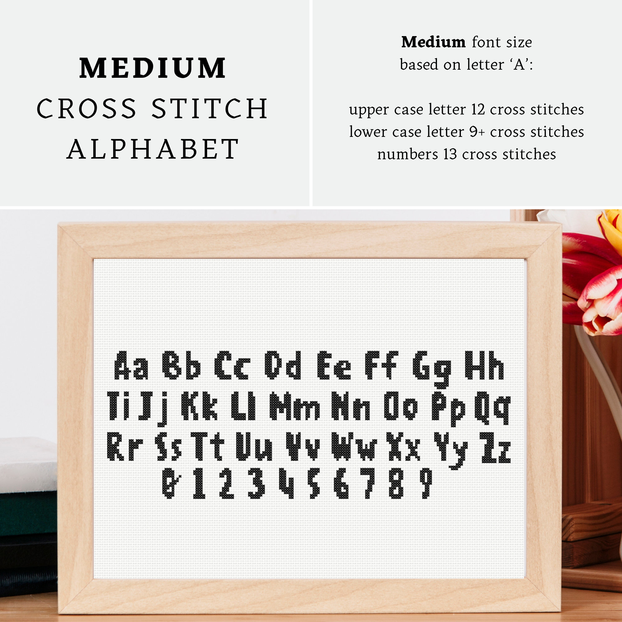 Modern Cross Stitch Alphabet Cartoon Cross Stitch Pattern of Letters ...