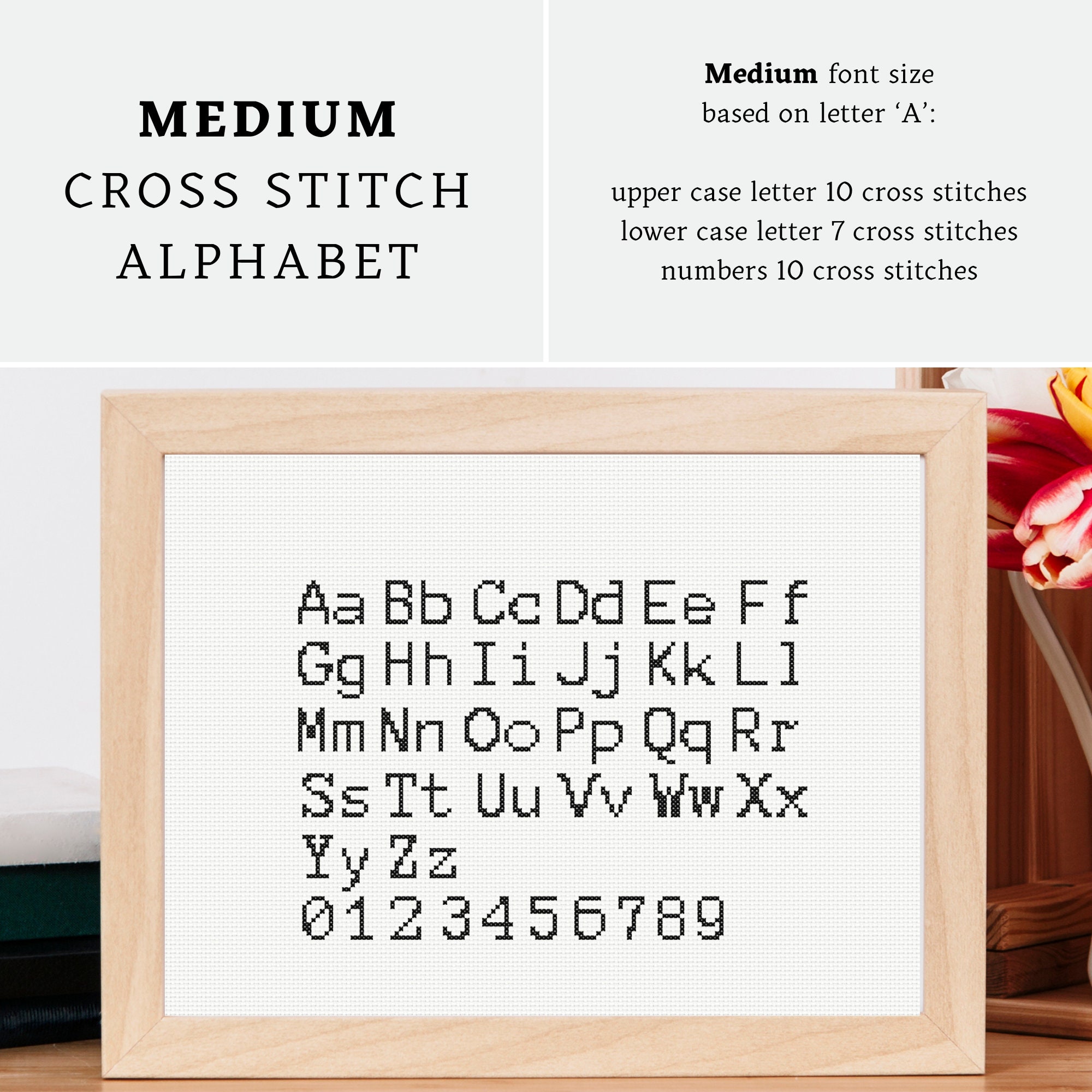 Cross Stitch Alphabet and Numbers, Cross Stitch Letters Block, One Font ...