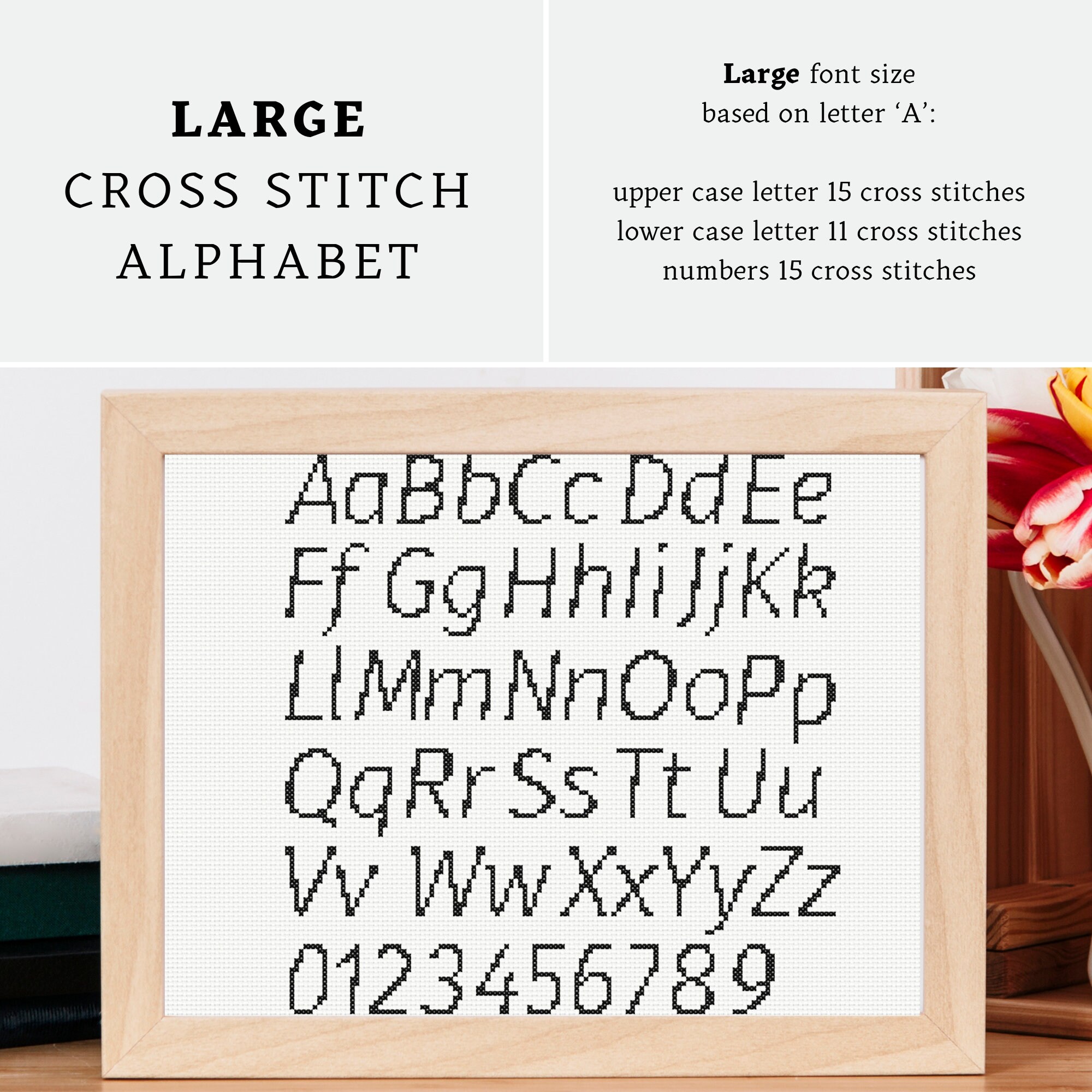 Сursive сross Stitch Letters Pattern and Numbers Large, Medium and ...