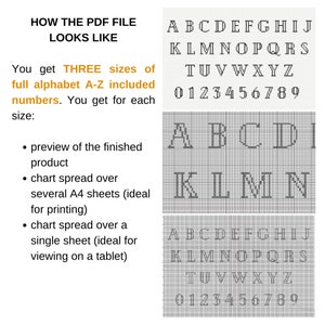 Full Alphabet Cross Stitch Pattern With Numbers, Cross Stitch Letters ...
