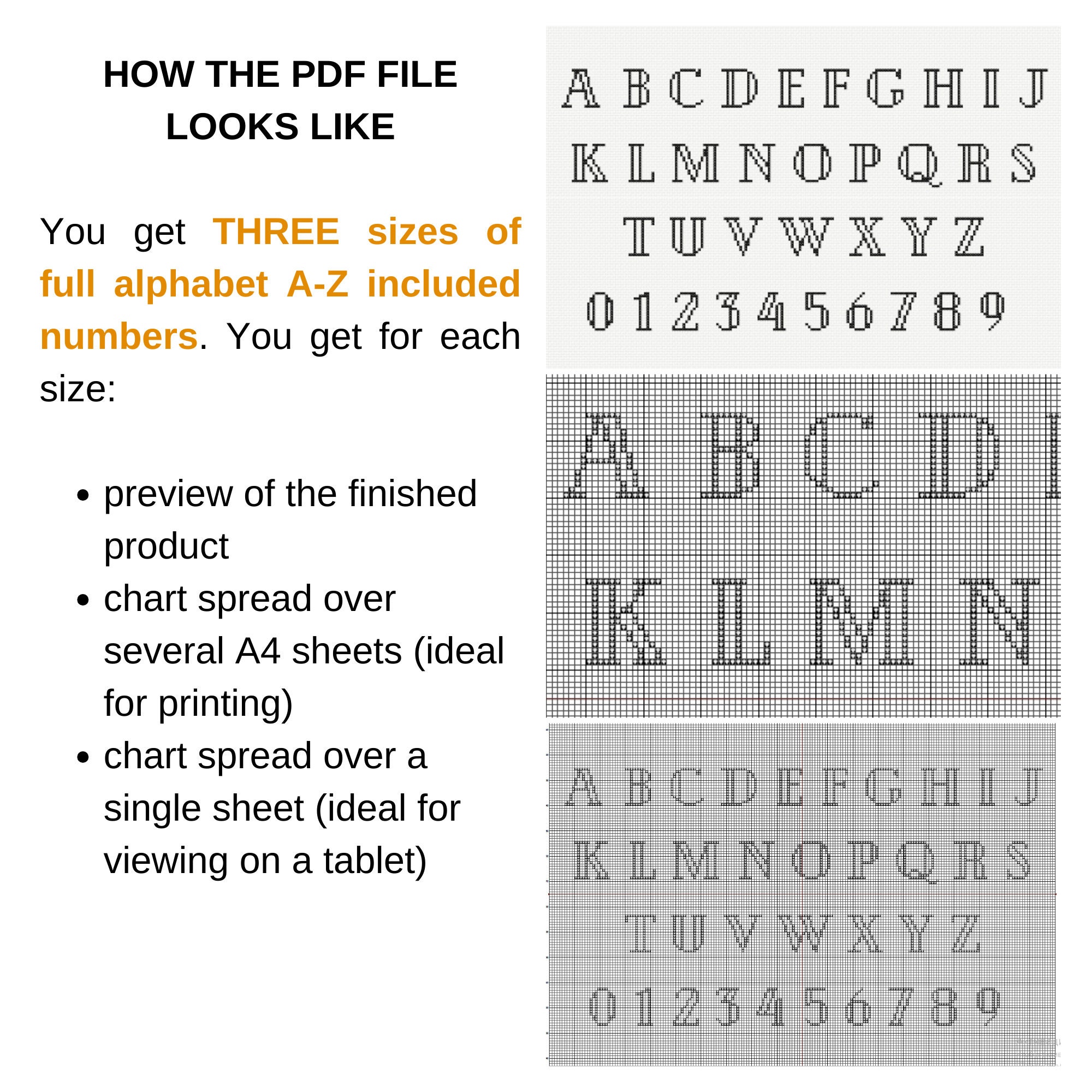 Full Alphabet Cross Stitch Pattern With Numbers, Cross Stitch Letters ...