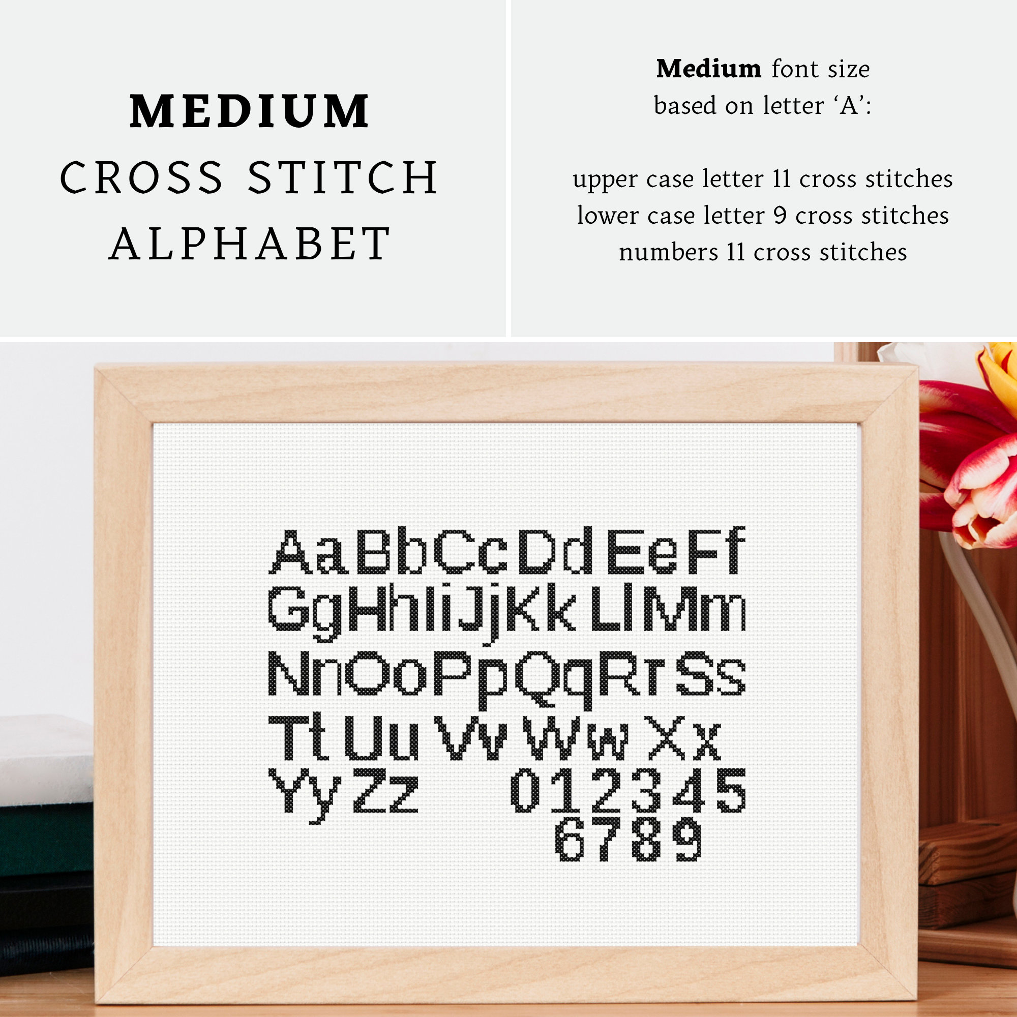 Cross Stitch Letters and Numbers, Bold Cross Stitch Alphabet, One Font ...