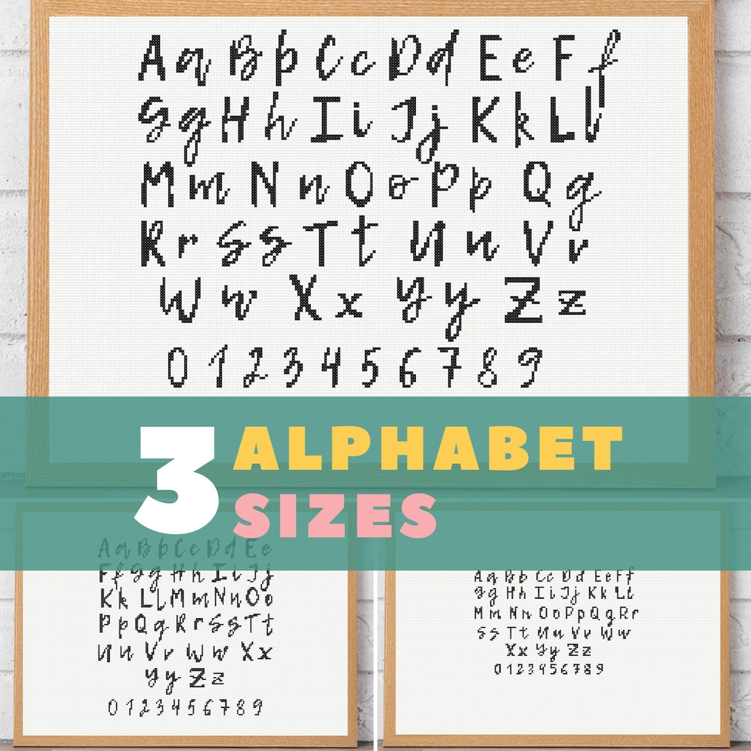 Cross Stitch Alphabet | Cross Stitch Font Large, Medium, Small Letters ...