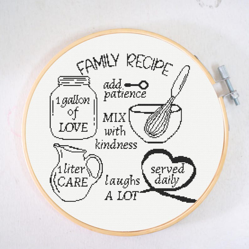 Family Recipe Embroidery Design, Counted Cross Stitch Pattern Decor ...