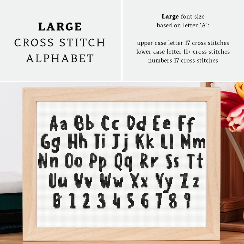 Modern Cross Stitch Alphabet Cartoon Cross Stitch Pattern of Letters ...