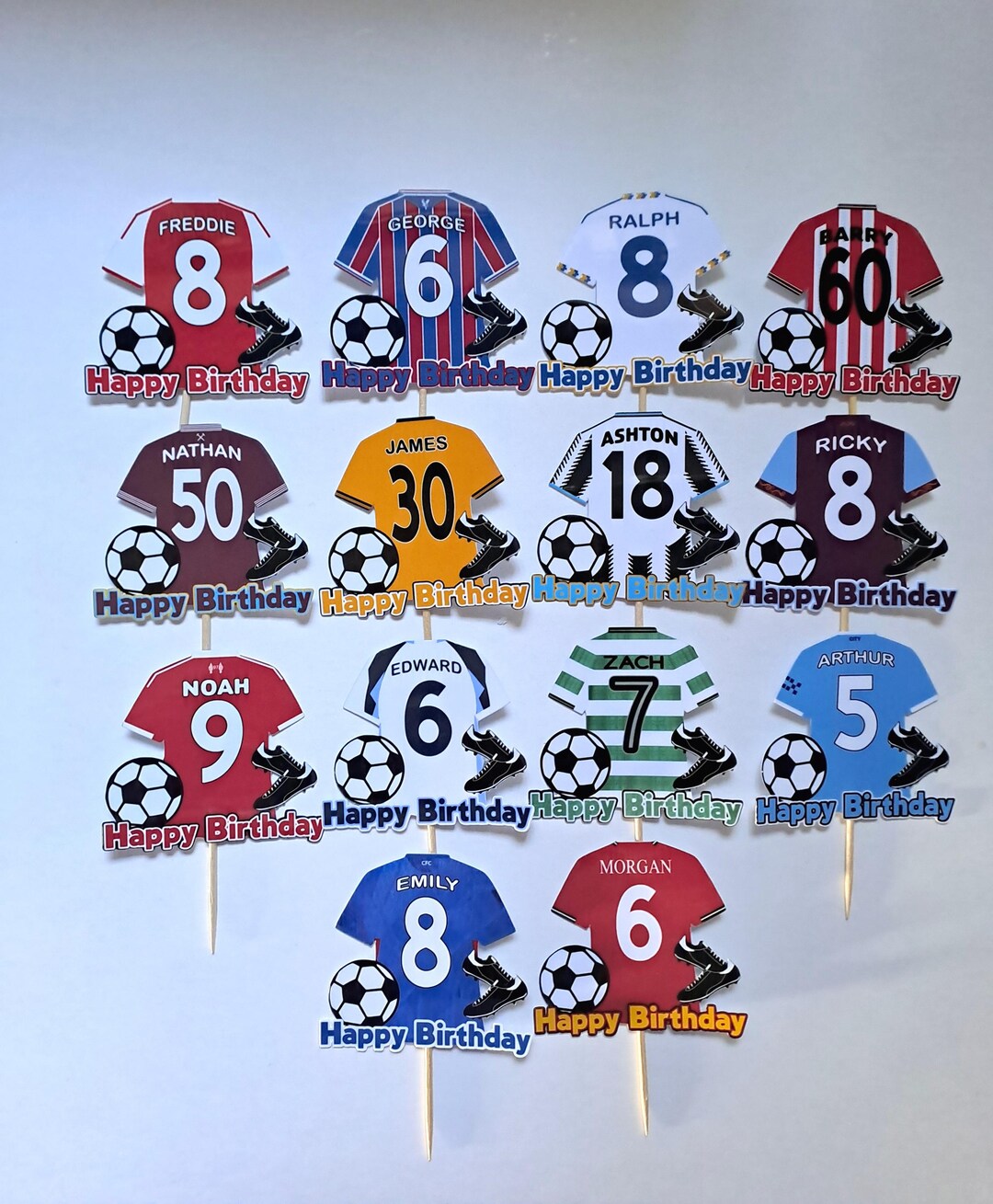 Football Cupcake Toppers 25/26 Style. Personalised Name and Number ...