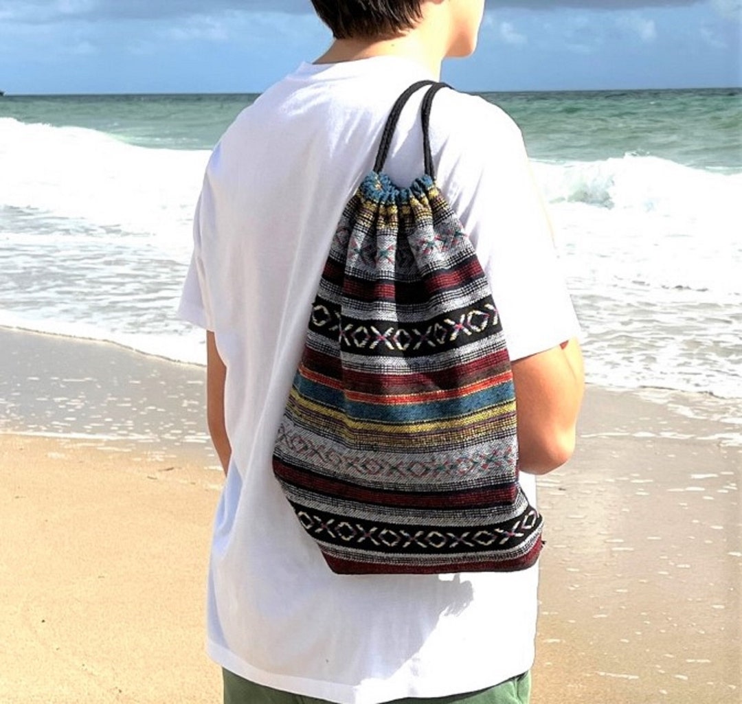 Unique AF Drawstring Backpack, Bohemian Style, Utility Bag , String Bag ...