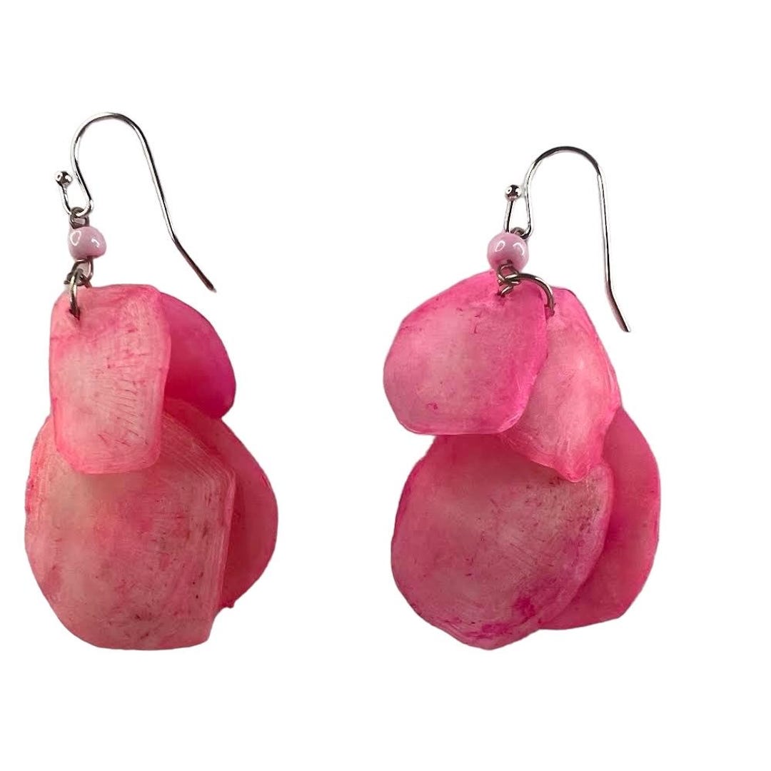 Light Pink Eco-friendly Peruvian Fish Scale Earrings With White Gold ...